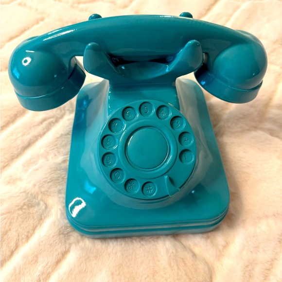 Accents | Decorative Hard Plastic Vintage Style Teal Rotary Phone ...